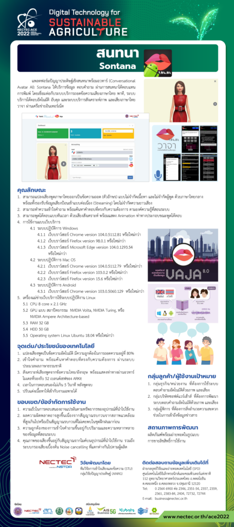 สนทนา (Sontana) : Conversational Avatar - NECTEC-ACE 2022
