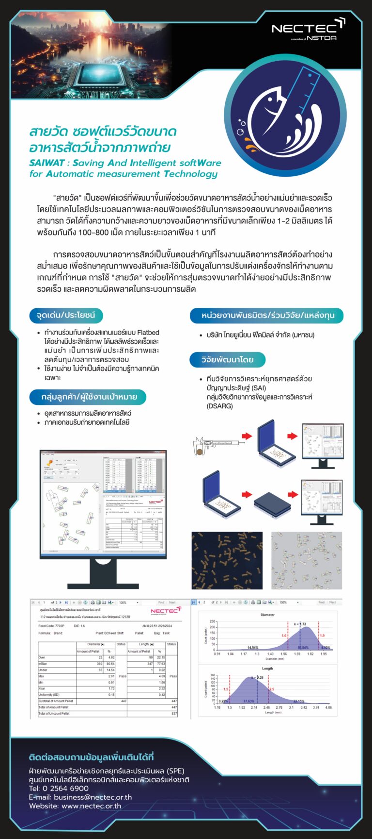 NECTEC-ACE 2024 | "สายวัด" ซอฟต์แวร์วัดขนาดอาหารสัตว์น้ำจากภาพถ่าย