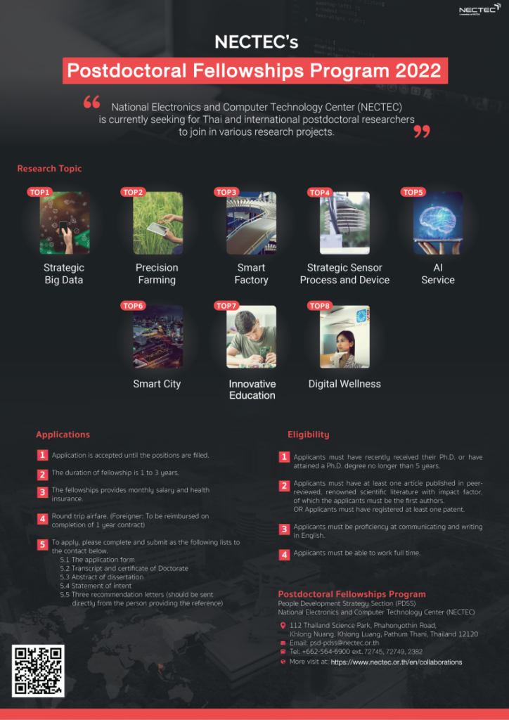 ข้อมูลการให้ทุนวิจัยระดับหลังปริญญาเอก - NECTEC : National Electronics ...